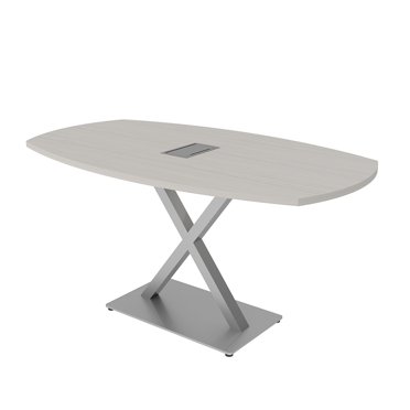 5 Ft Arc Rectangle Conference Table Square Metal Base With Electric ...