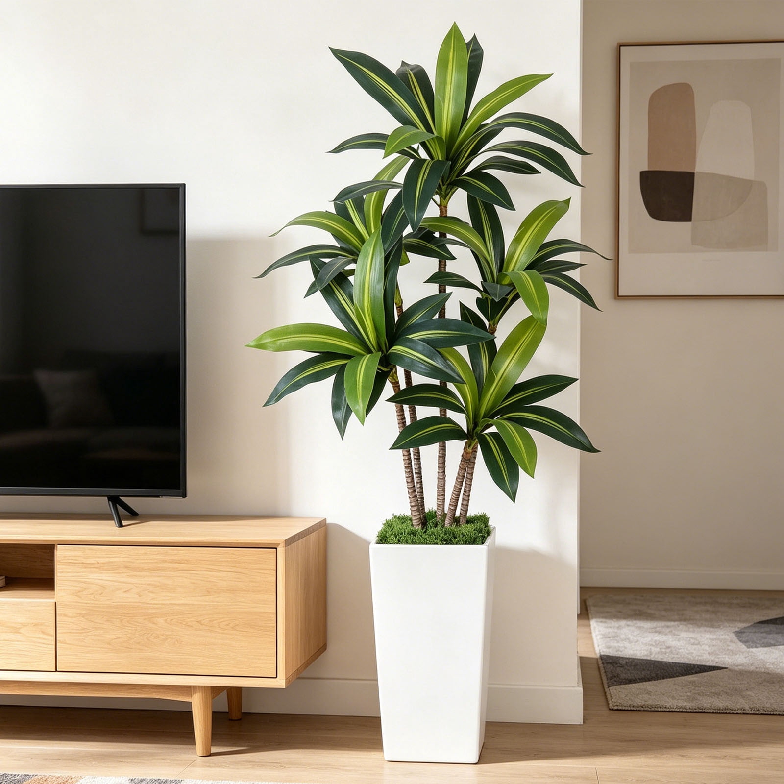 5-Foot Artificial Dracaena Realistic Tall Potted Tropical Floor Faux ...