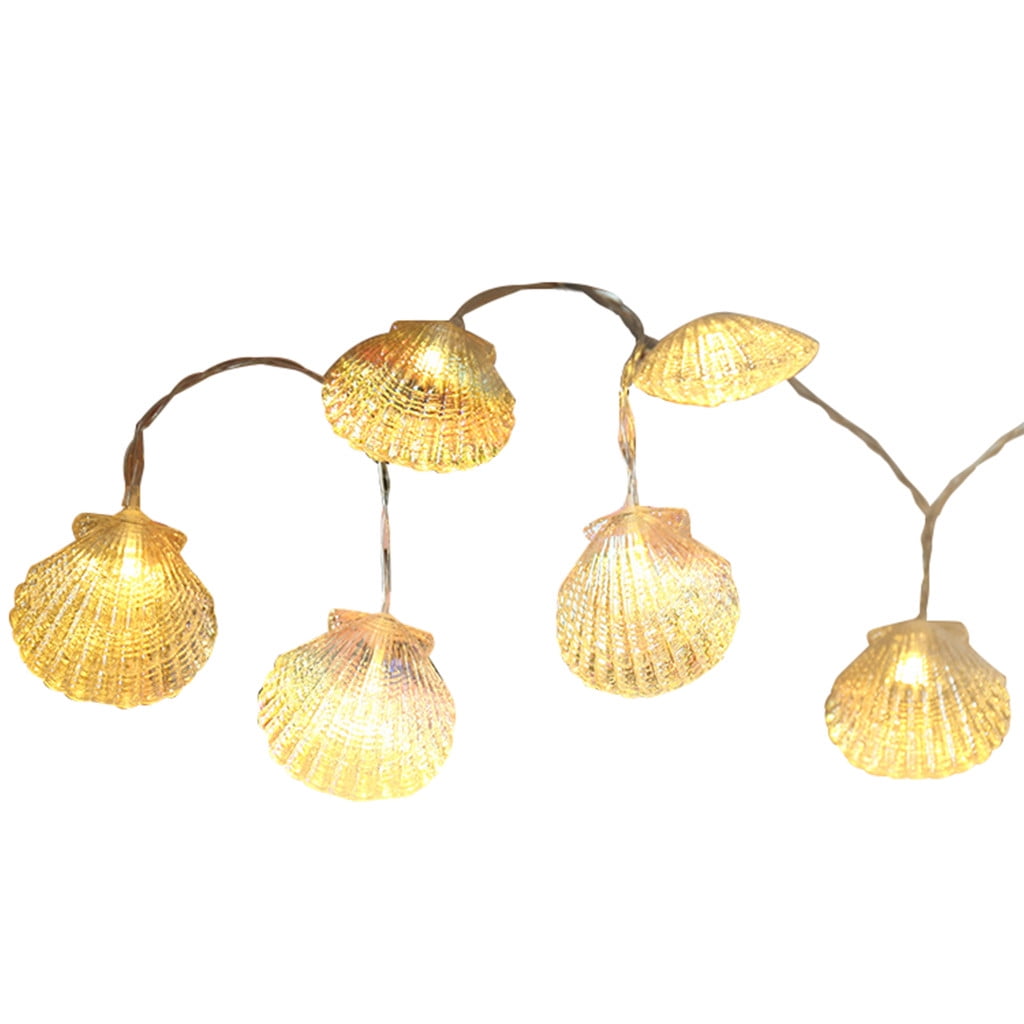 5-Foot Battery-Operated Seashell String Lights - 10 LED Marine-Themed ...