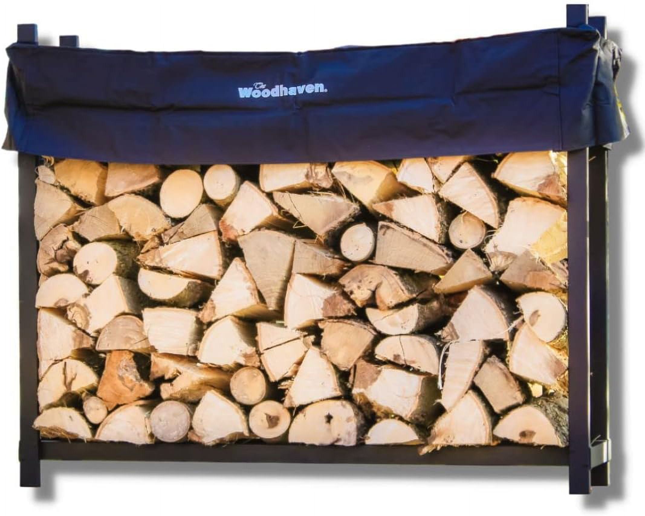 5 Foot Black - 1/4 Cord Plus Firewood Storage Log Rack With Seasoning ...