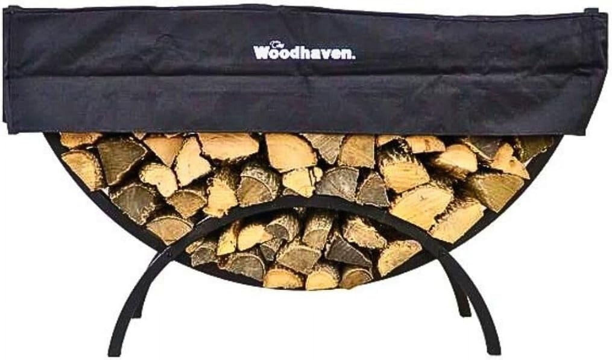 5 Foot Black Crescent Firewood Rack With Cover - Heavy Duty Made In USA ...