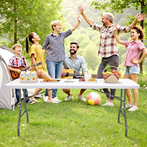 5 Foot Folding Table with Carrying Handle - Portable Plastic Fold in ...