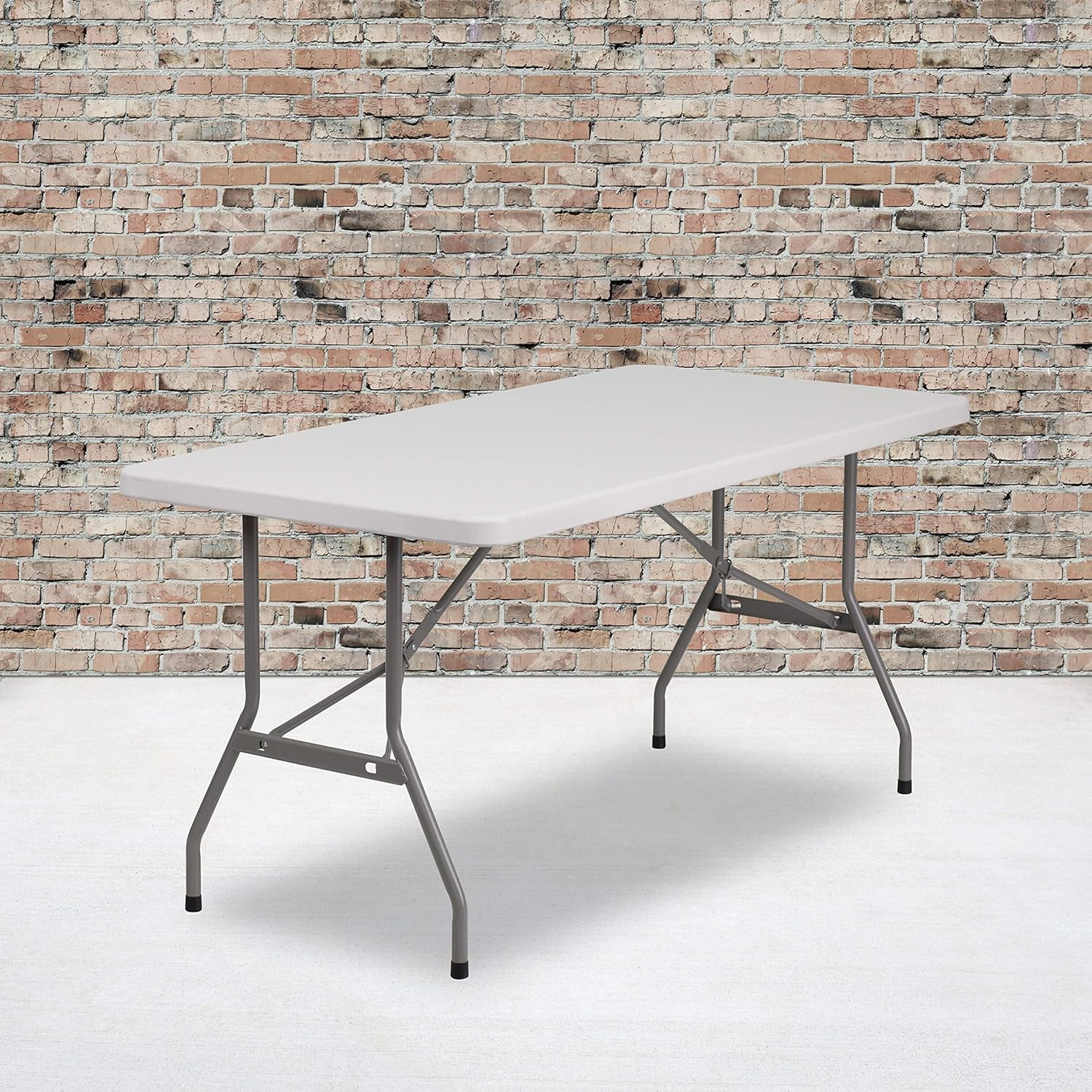 5-Foot Granite White Plastic Folding Table - Banquet/Event Folding ...