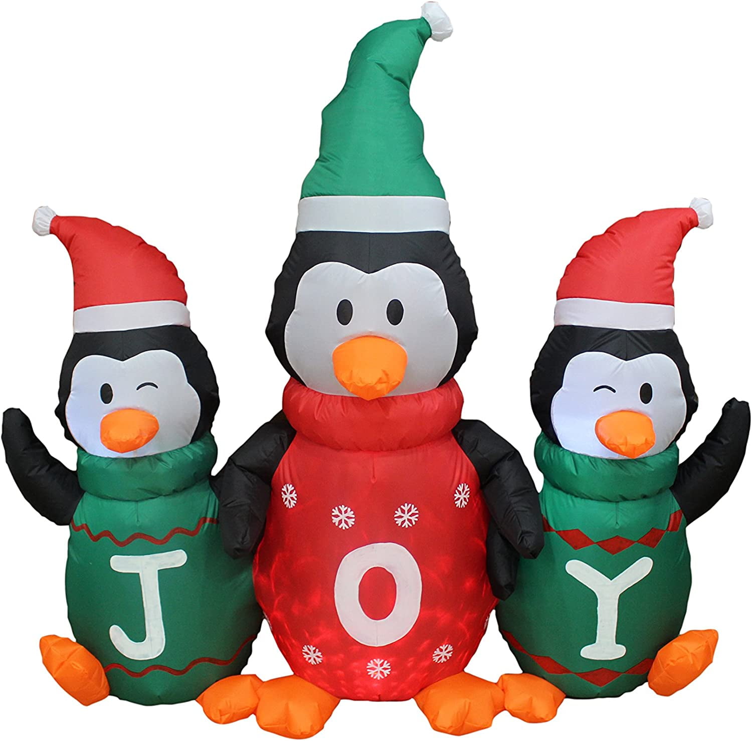 5 Foot Tall Cute Christmas Inflatable Three Penguins Family with Joy ...