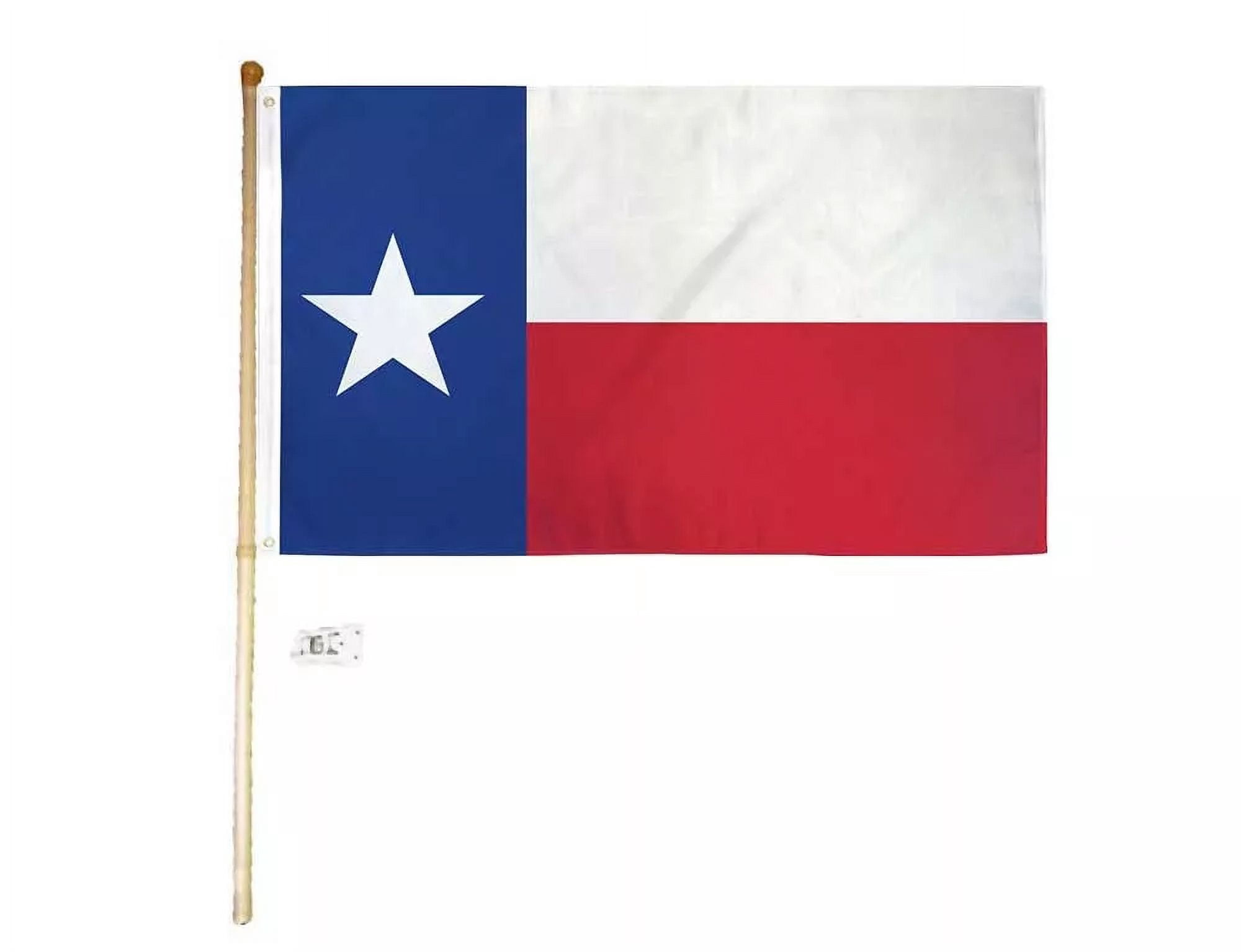 5 Foot Wooden Flag Pole Kit Wall Mount Bracket With 3x5 Texas State Ho ...