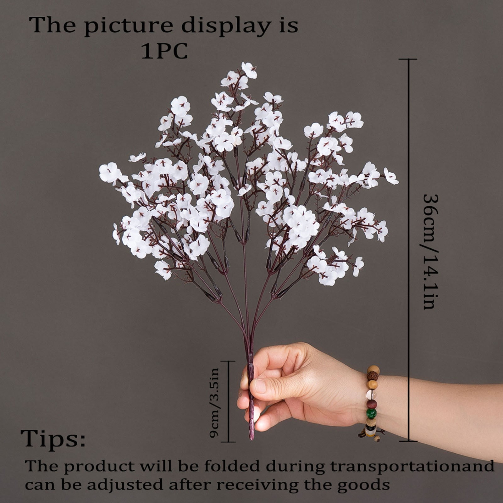 5 Forked Baby's Breath Artificial Flowers, Wedding Hand Bouquet ...