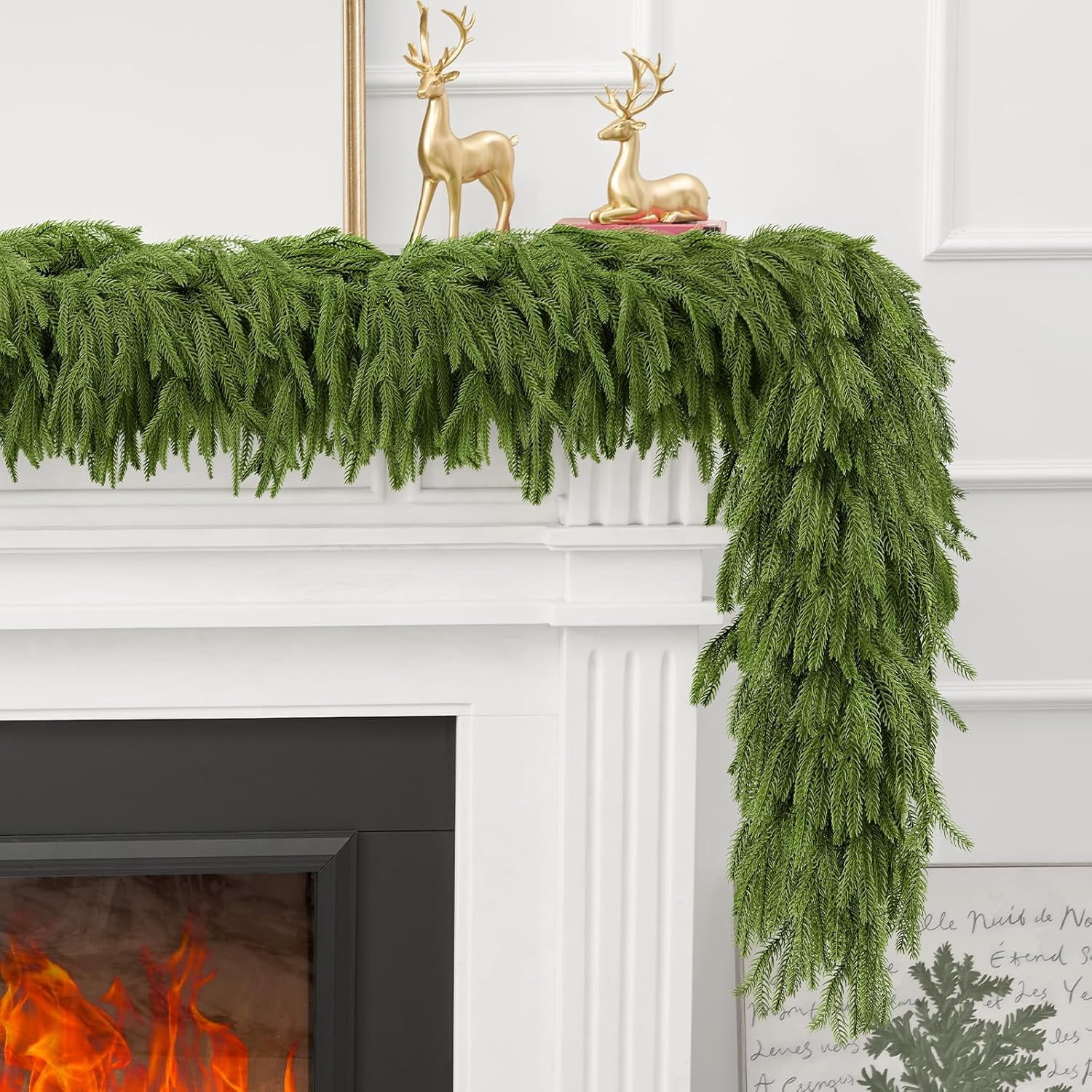5 Ft 2 Pcs Artificial Norfolk Pine Garlands, Realistic Pine Garland ...