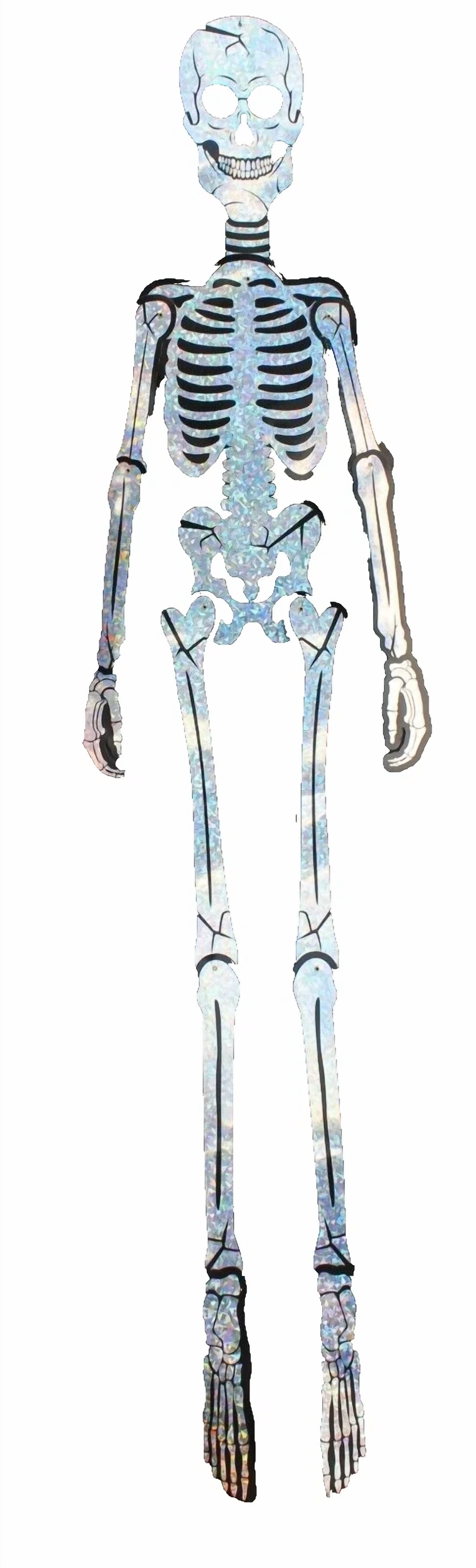 5 Ft 60" Silver Laser Paper Cutout Jointed Skeleton Halloween Haunted ...