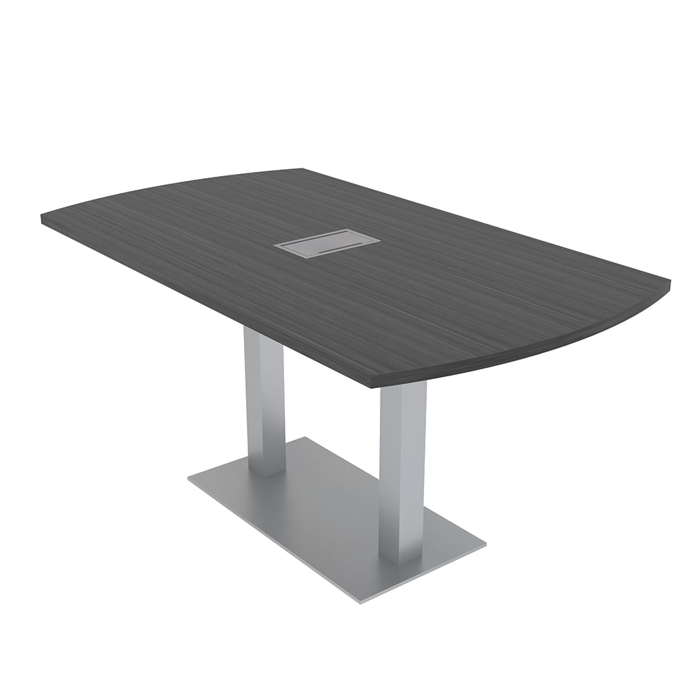 5 Ft Arc Rectangle Conference Table Square Metal Base With Electric ...