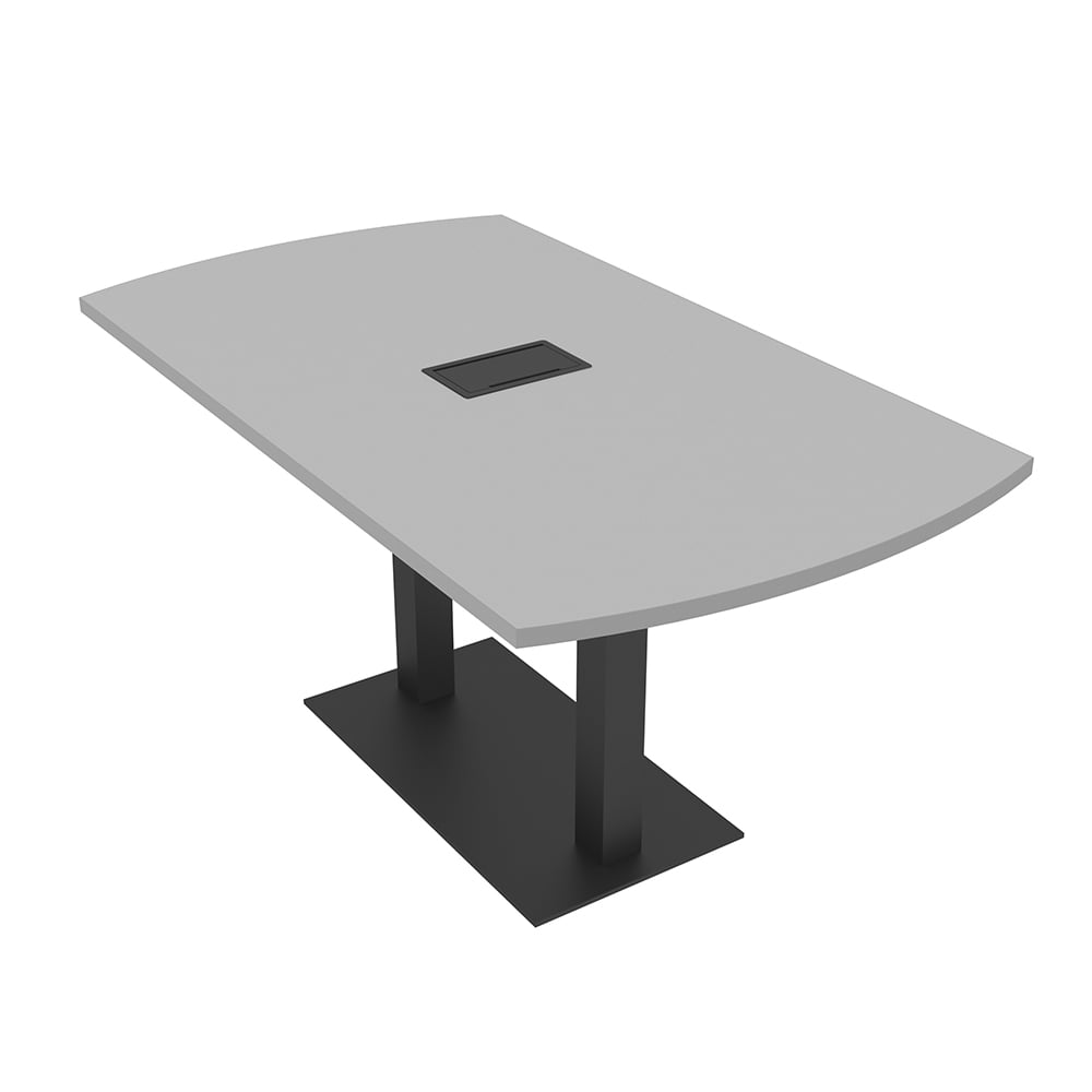 5 Ft Arc Rectangle Conference Table Square Metal Base With Electric ...