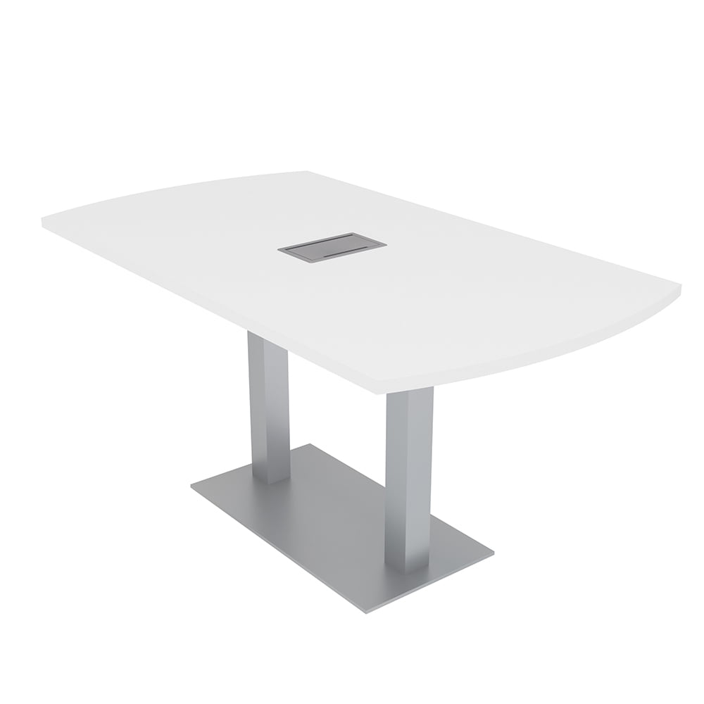Office Room 5 Ft Arc Rectangle Conference Table, Square Metal Base with ...