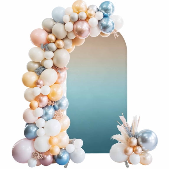 5 Ft Arch Backdrop Cover, Navy Blue Brown Ombre Decorative Wedding Arch ...