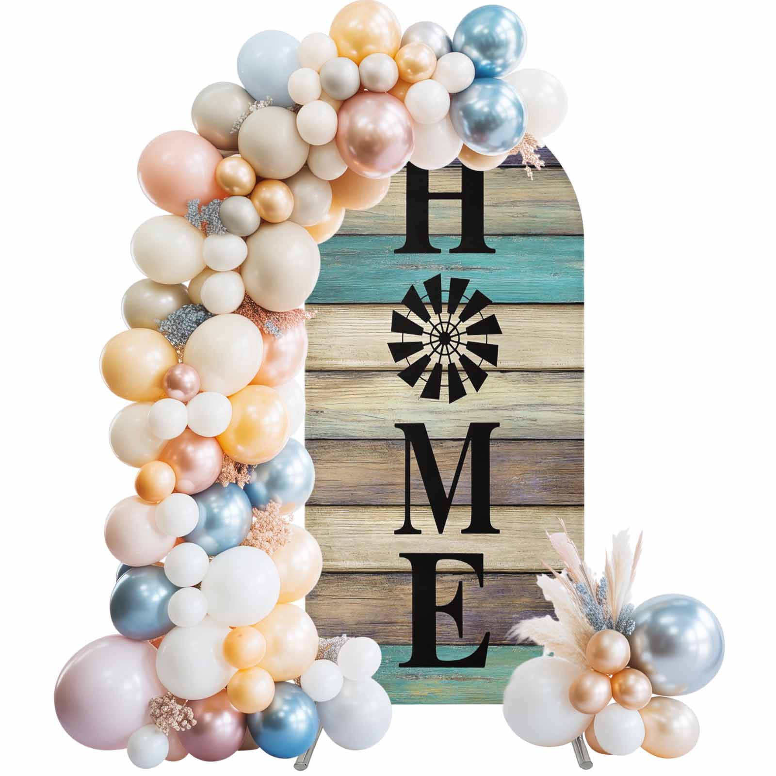 5 Ft Arch Backdrop Cover, Retro Brown Teal Decorative Wedding Arch ...