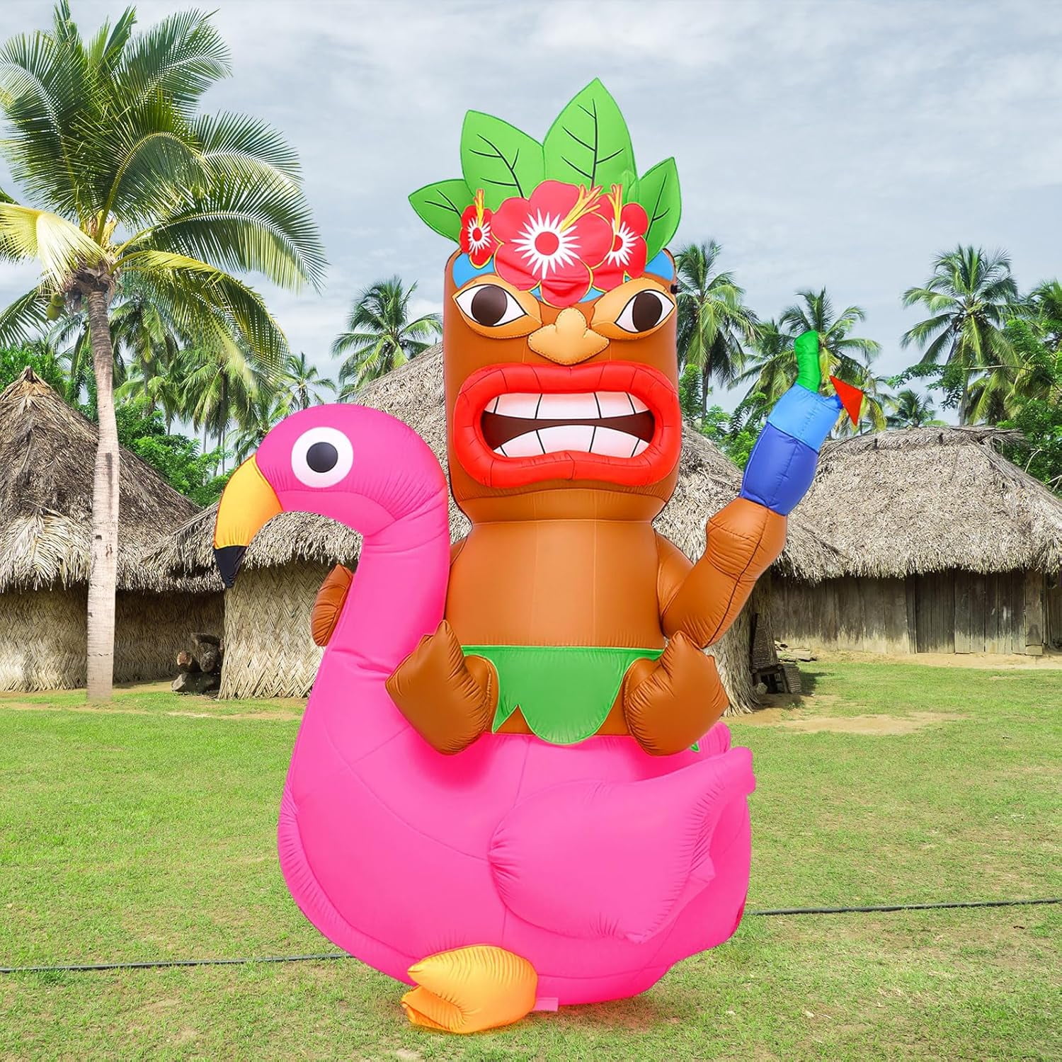 5 Ft Inflatable Tiki Flamingo Surfboard Luau Hawaiian Party Decorations ...