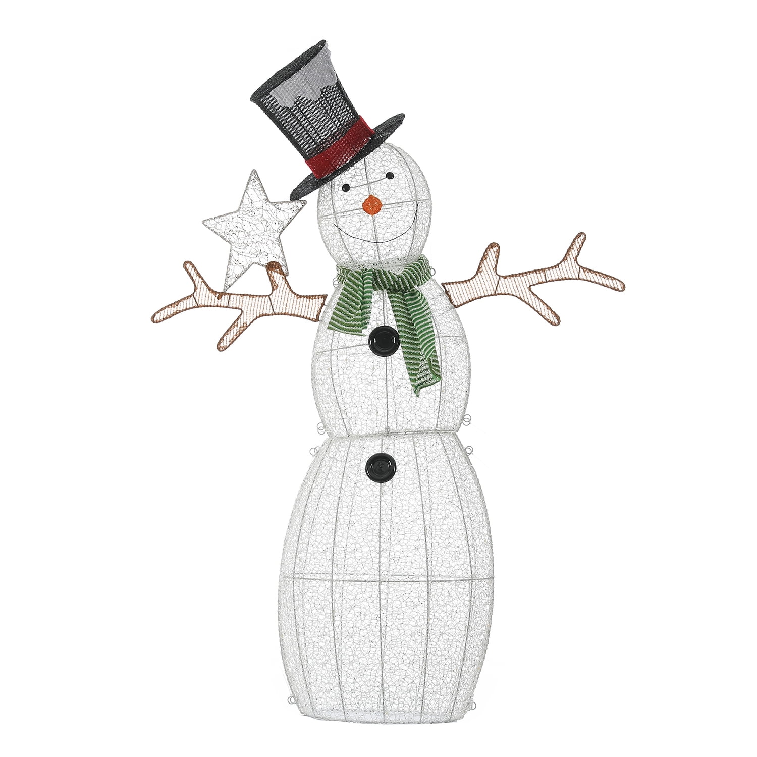 5-Ft Snowman Star Lighted LED Indoor Outdoor Holiday Decoration ...