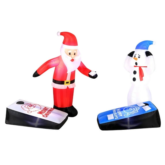 5 Ft Tall Santa Claus and Snowman Playing Bean Bag Toss Corn Hole ...