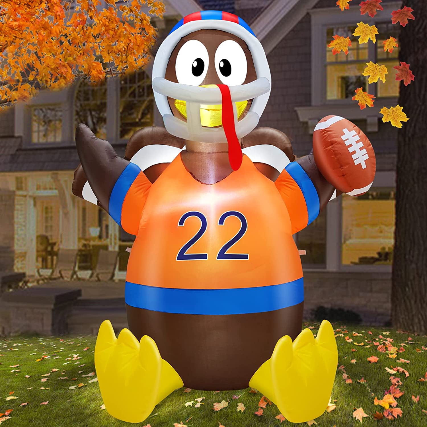 5 Ft Thanksgiving Inflatables Outdoor Decorations, American Football ...