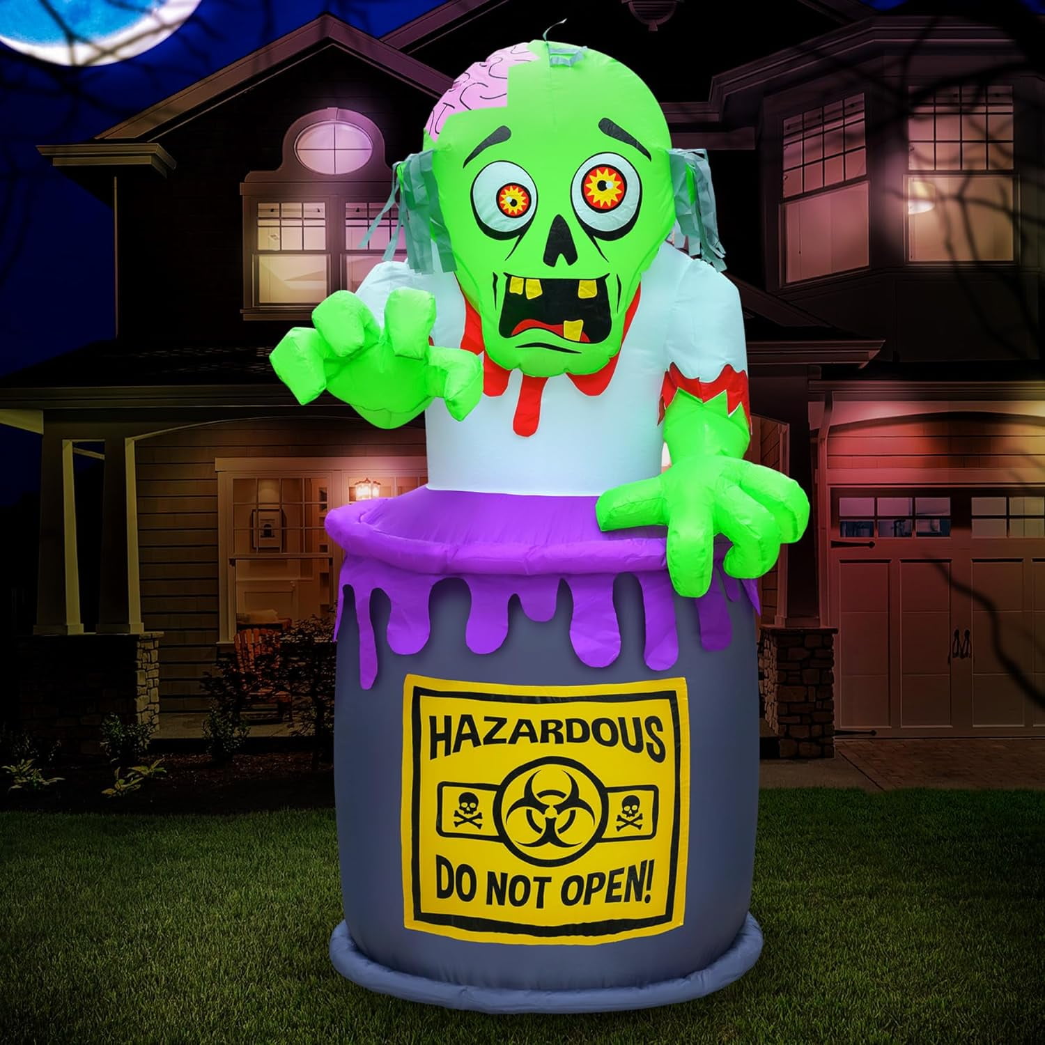 5 Ft Toxic Zombie Barrel Halloween Inflatable Outdoor Halloween ...