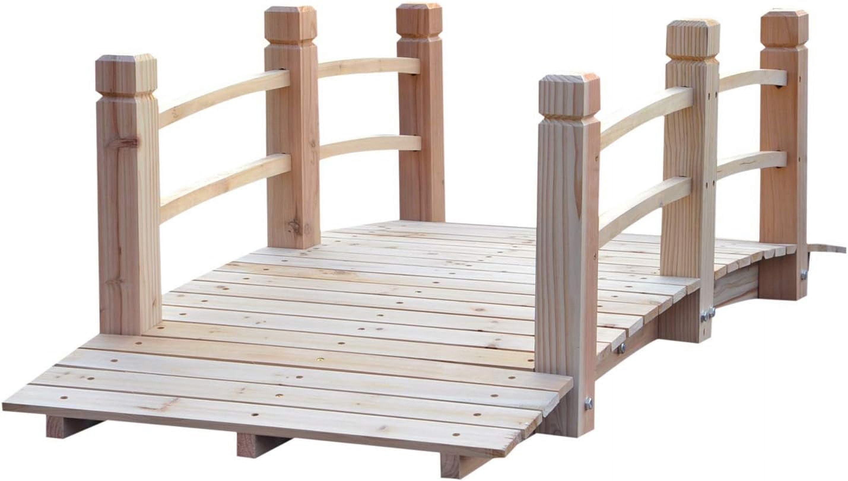 5 Ft Wooden Garden Bridge Arc Footbridge With Railings For Your ...