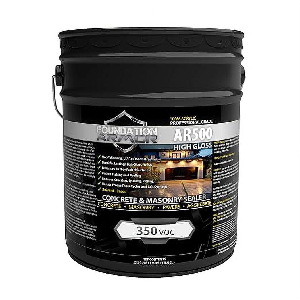 5 GAL Armor AR500 High Gloss Solvent Based Acrylic Concrete Sealer and ...