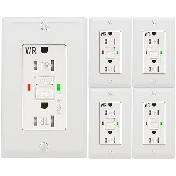 5 - GFCI Outlet 15 Amp, , Self-Test GFI Receptacles, TamperResistant ...