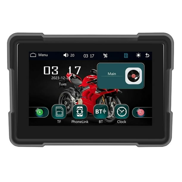 5"GPS Navigation Motorcycle Monitor IPX7 Waterproof Carplay Display ...