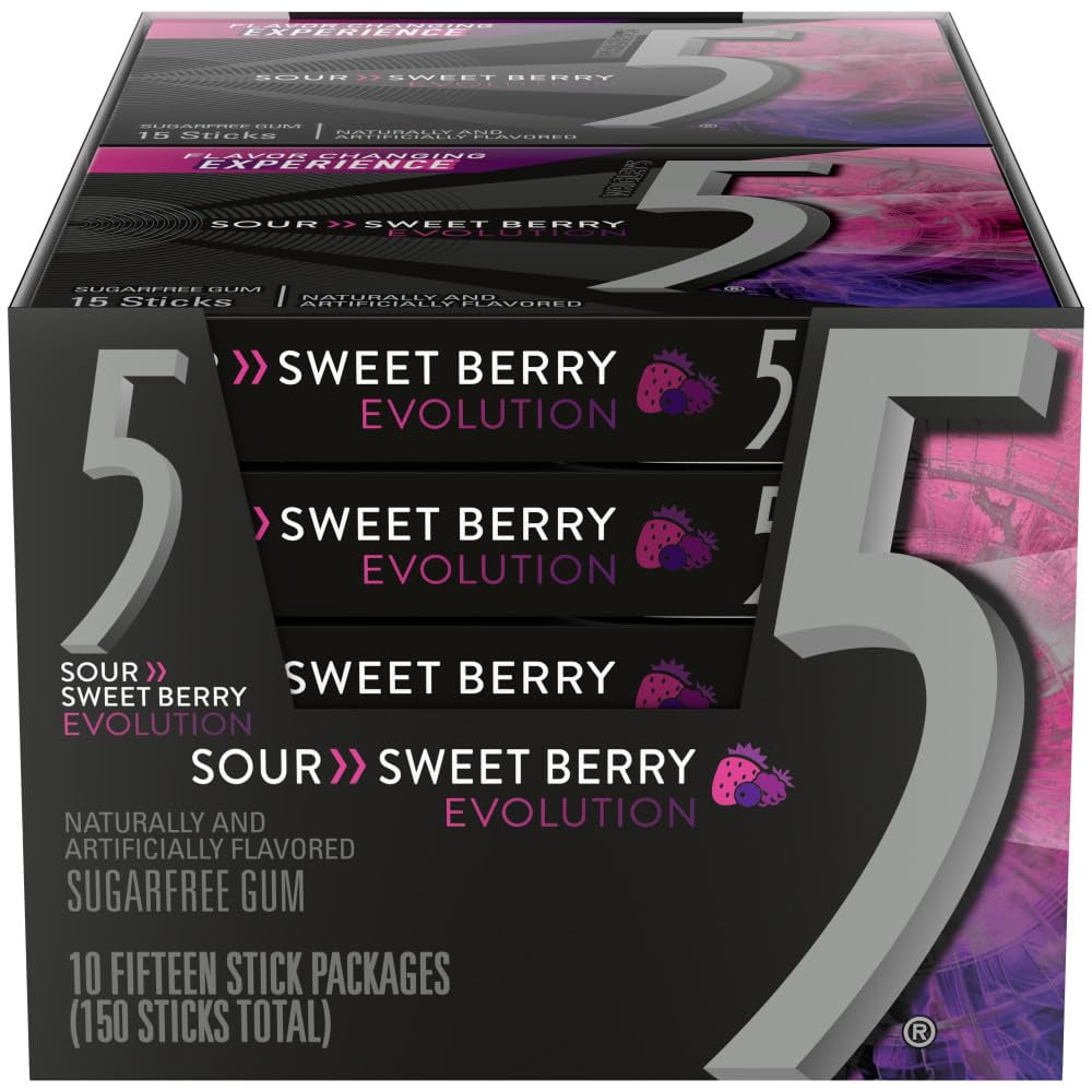 5 GUM Evolution Sour BCF26 to Sweet Berry Flavor Changing Sugar Free ...