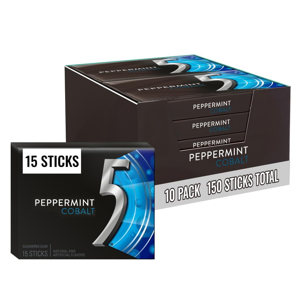 5 GUM Peppermint Cobalt BCF26 Sugar Free Chewing Gum Bulk, Stimulate ...