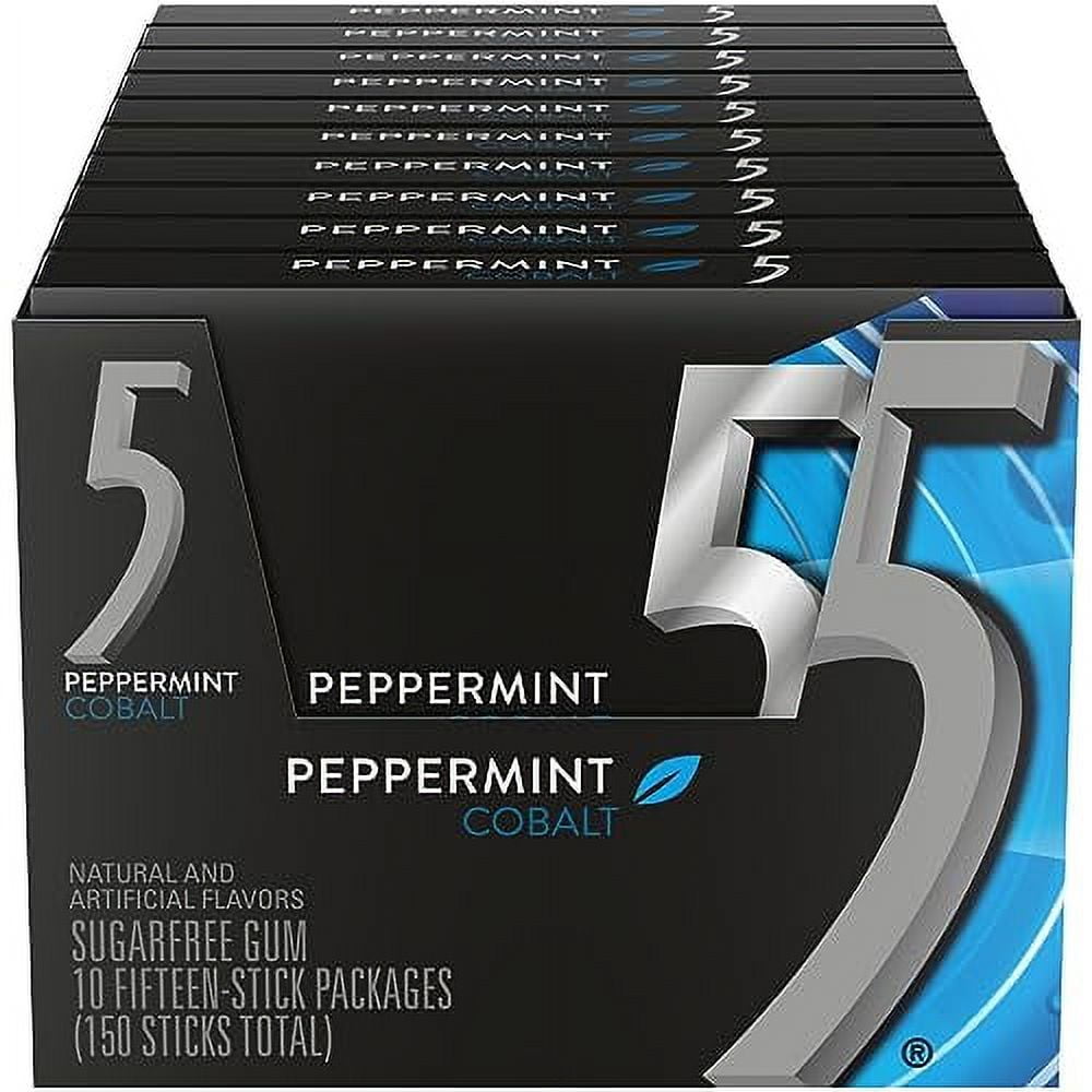 5 GUM Peppermint Cobalt Sugar Free Chewing Gum Bulk, 15 Sticks (Pack of ...