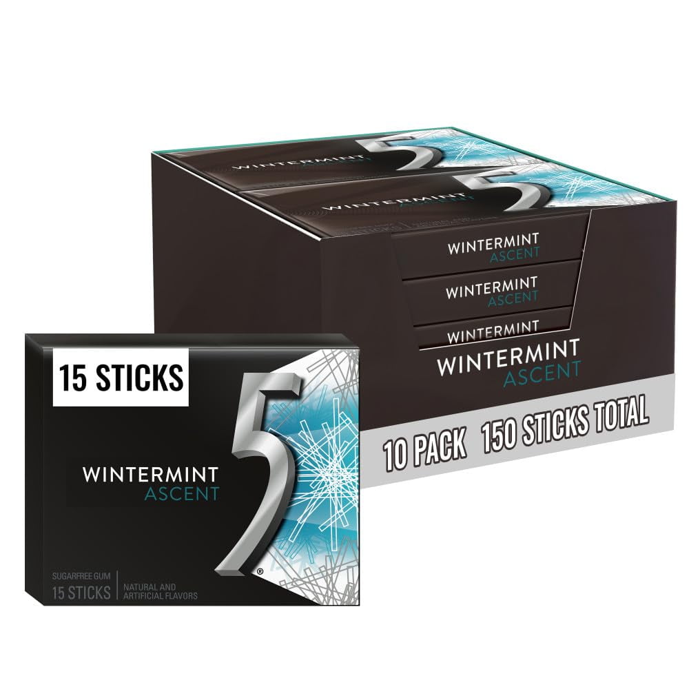 5 GUM Wintermint Ascent BCF26 Sugar Free Chewing Gum Bulk, 15 Stick Box ...