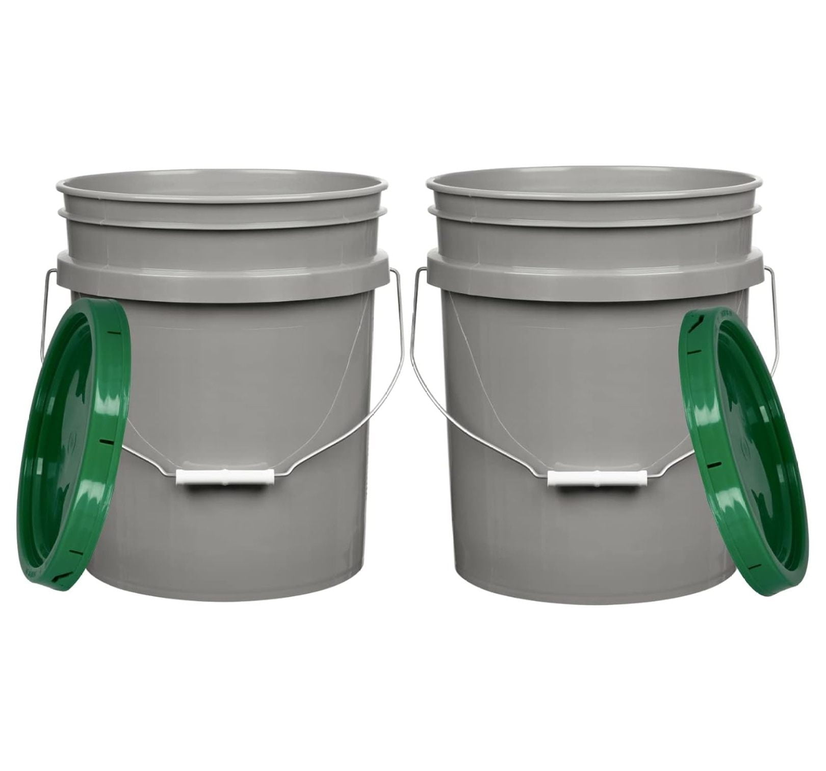 5 Gal Grey Plastic Bucket with Lid,(pack of 2) Food Grade BPA ...