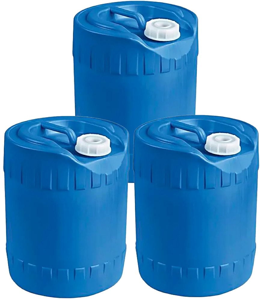 5 Gal Round HDPE Plastic Jug | Molded Handle | Blue | with Screw Cap ...