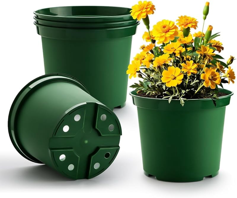 5 Gallon 12 Inch Plastic Nursery Pots, Plant Containers with Drainage ...