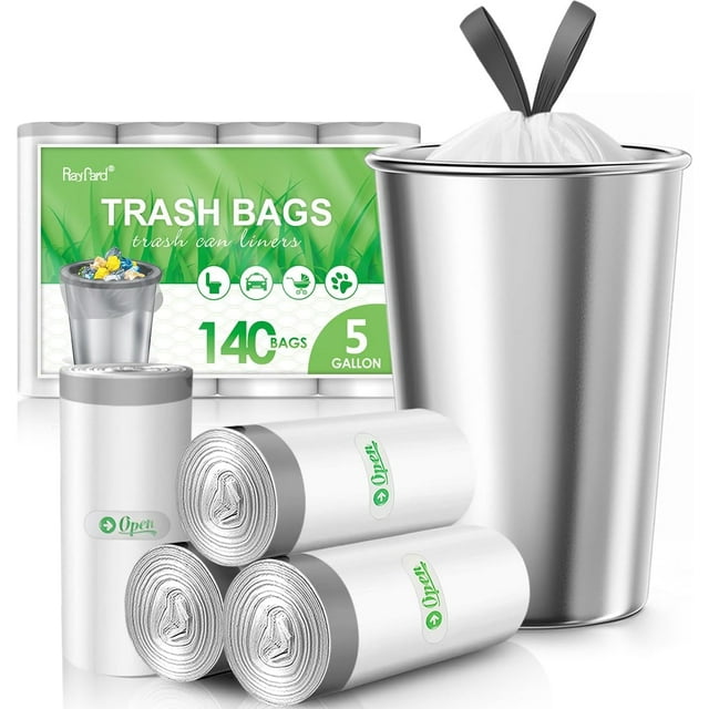 5 Gallon 140 Counts Strong Drawstring Trash Bags Garbage Bags by ...