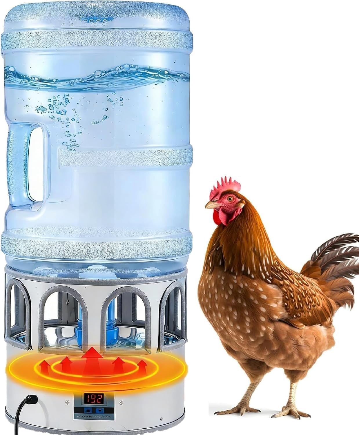 5 Gallon/18.9L Chicken Waterer for Winter, 110V 80W Heated Chicken ...
