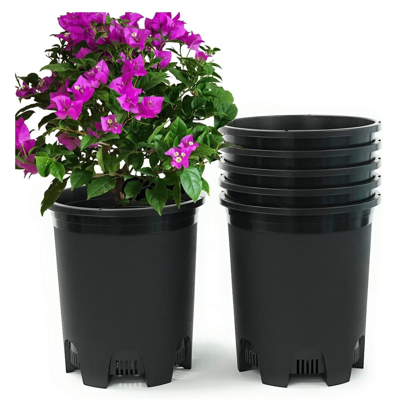 5 Gallon 20-Pack Nursery Pot Black Plastic Planters in Bulk with ...