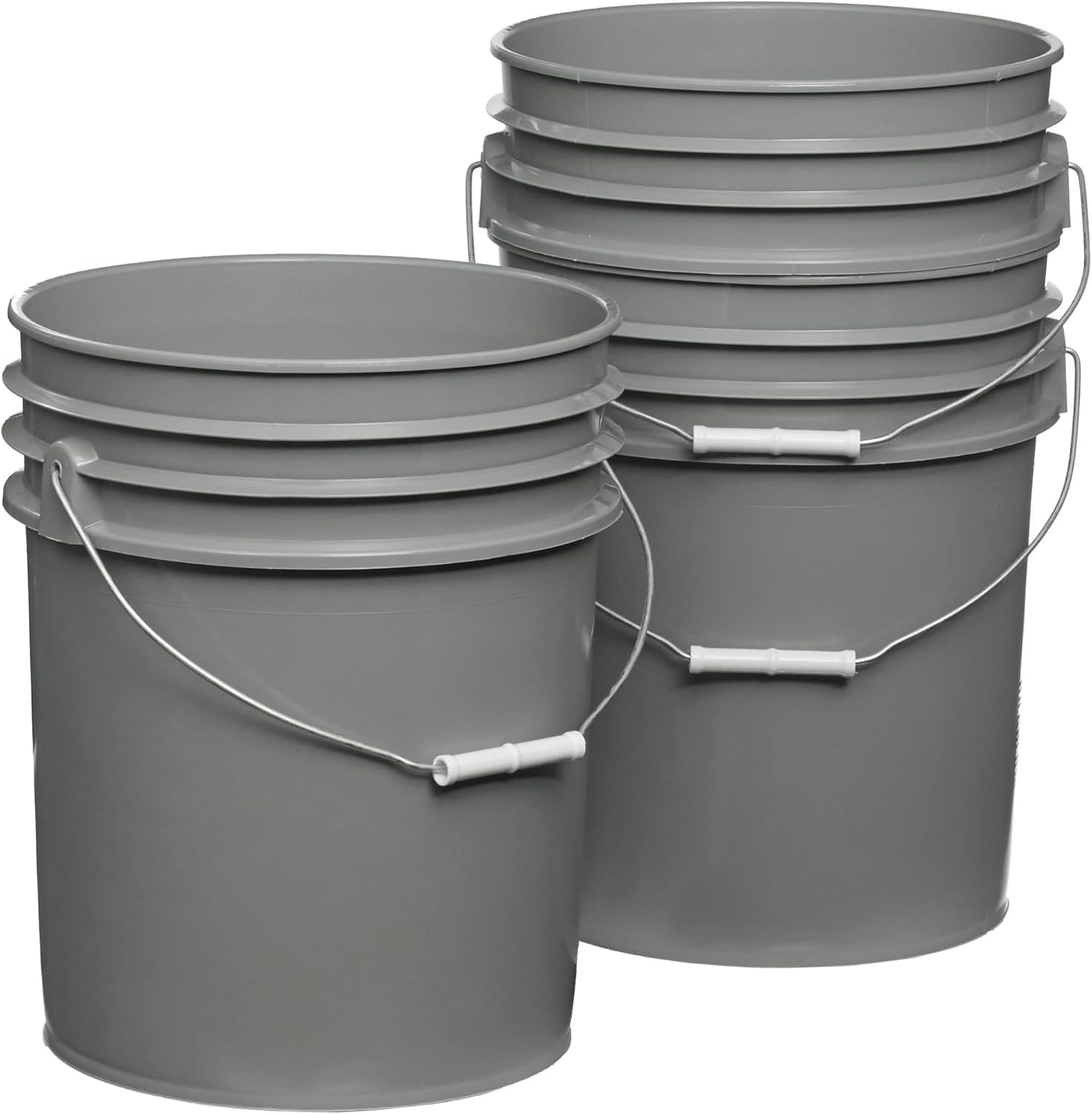 5 Gallon (3 Pack, Gray) Bucket Pail Container with, Food Grade BPA HDPE ...