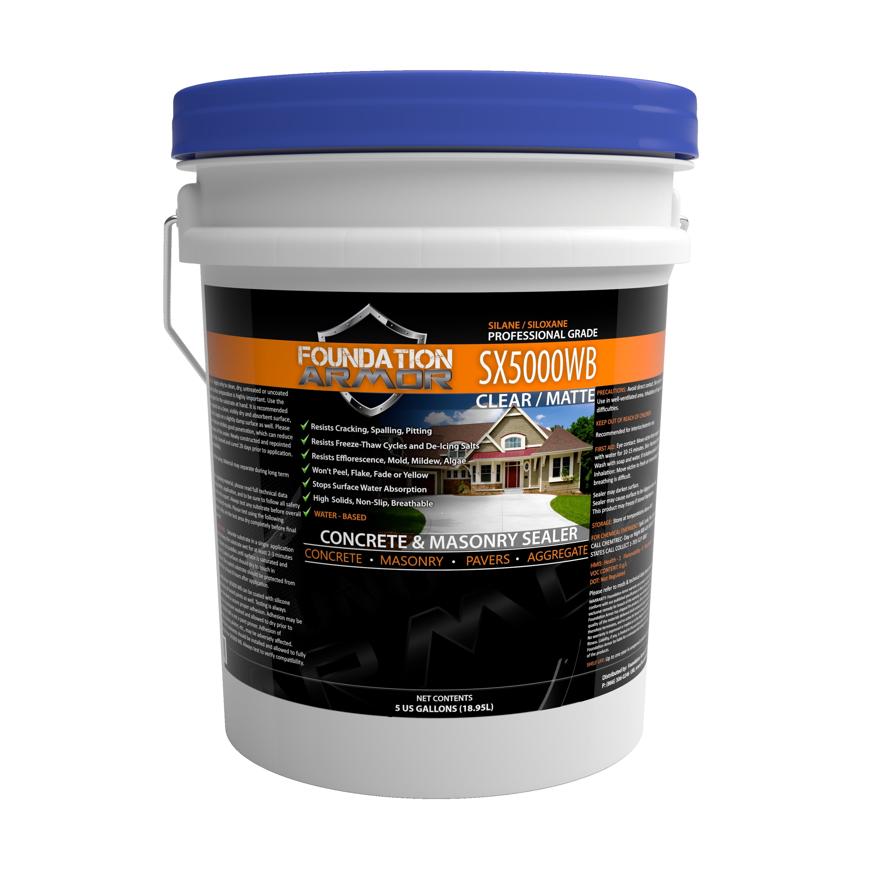 Armor SX5000 WB 5 Gallon Silane Siloxane Concrete and Masonry Water ...