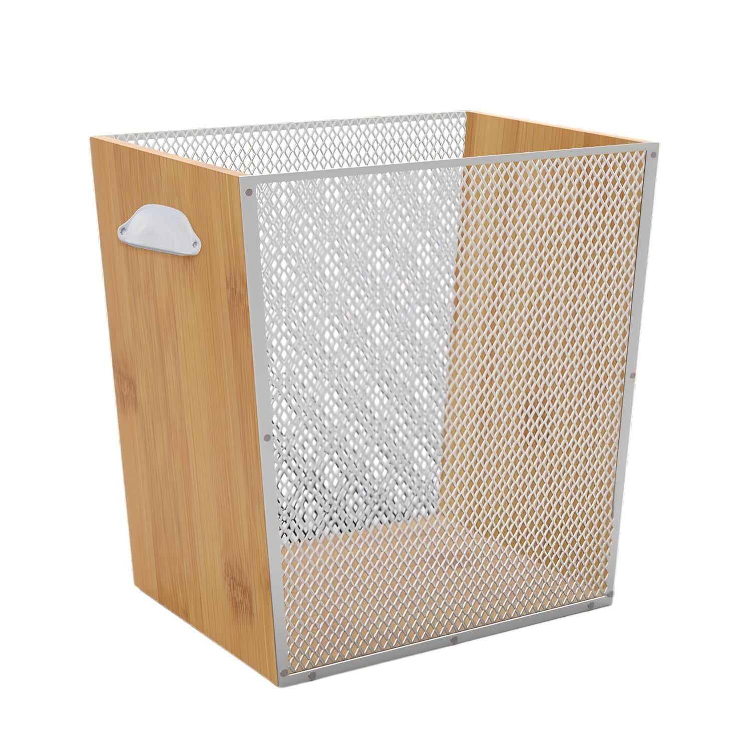 5 Gallon Bamboo-Wooden Trash Can - Rustic Decorative Waste Paper Basket ...