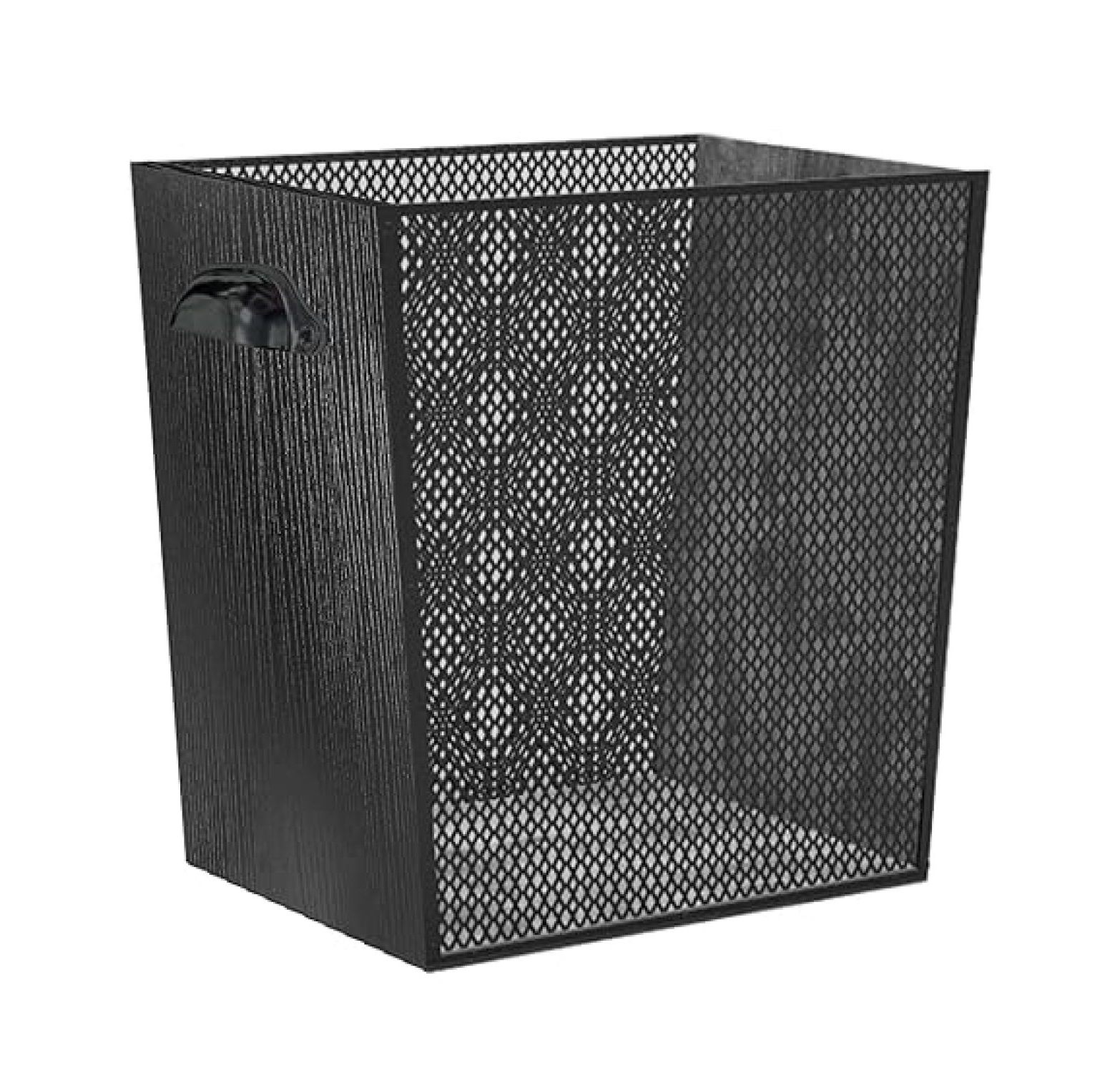 5 Gallon Black Wooden Trash Can - Rustic Office Waste Paper Basket ...