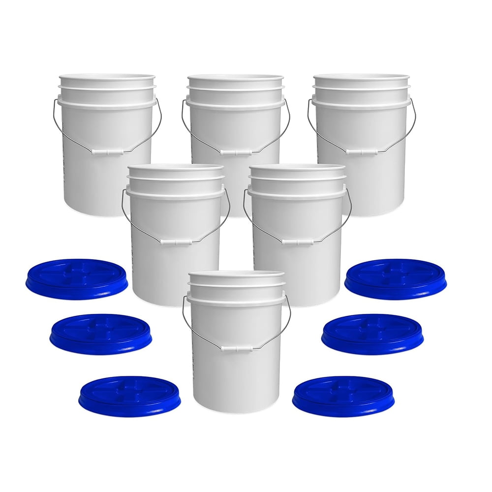 5 Gallon Bucket with Seal Screw on Airtight Lid, Premium Plastic ...