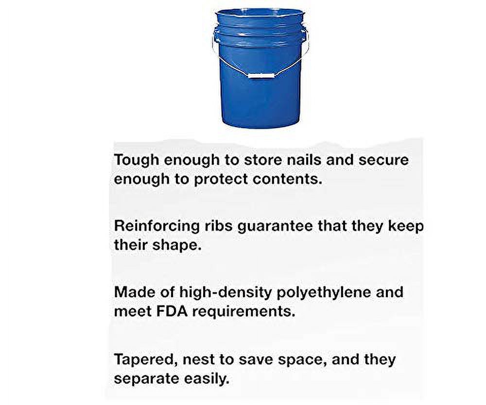 5 Gallon Blue Plastic Buckets | 3 Pack | HDPE Plastic | Super Heavy ...