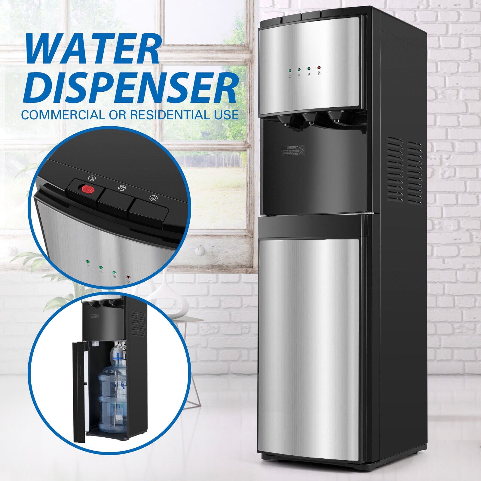 5 Gallon Bottom Loading Water Cooler Dispenser Hot/Cold/Room 3 ...