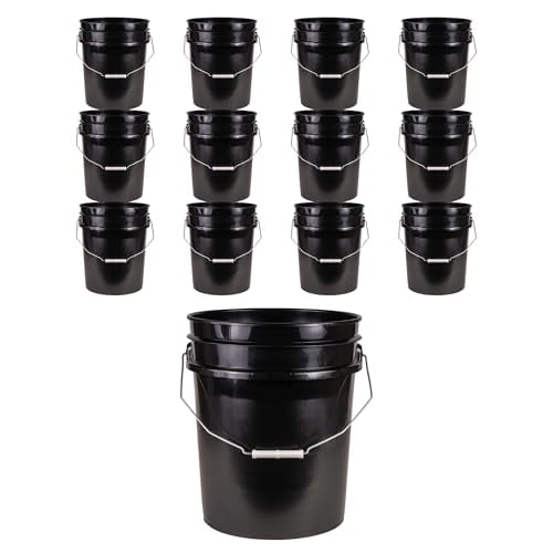 5 Gallon Bucket - Durable 90 Mil All Purpose Pail - Black Bucket - Food ...