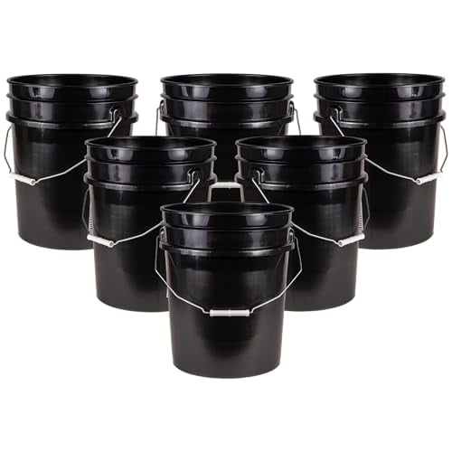 5 Gallon Bucket - Durable 90 Mil All Purpose Pail - Black Bucket - Food ...