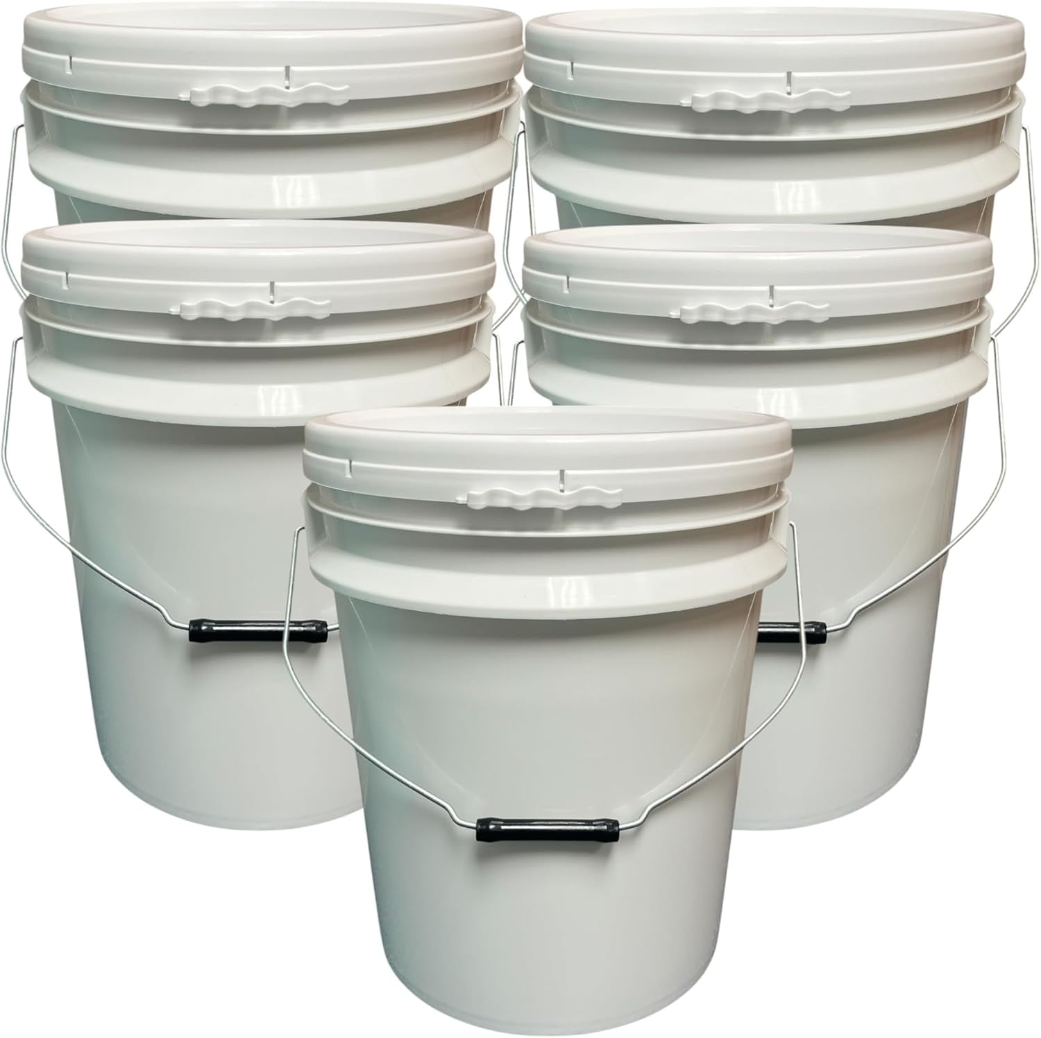 5-Gallon Bucket Pail Container with Lid | Metal Handles with Plastic ...