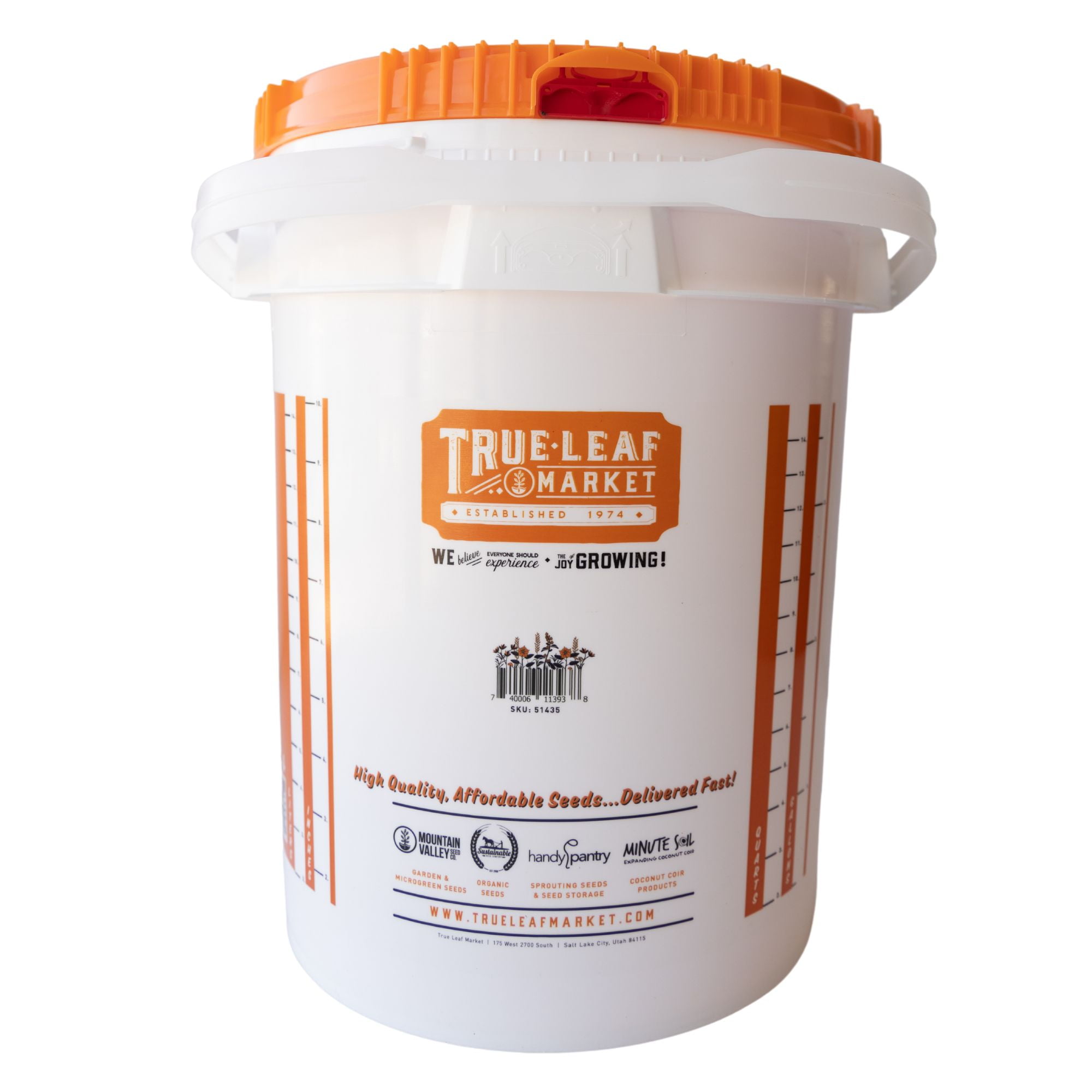 True Leaf 5 Gallon Round Bucket with Ratcheting Lid - Food Grade, HDPE ...