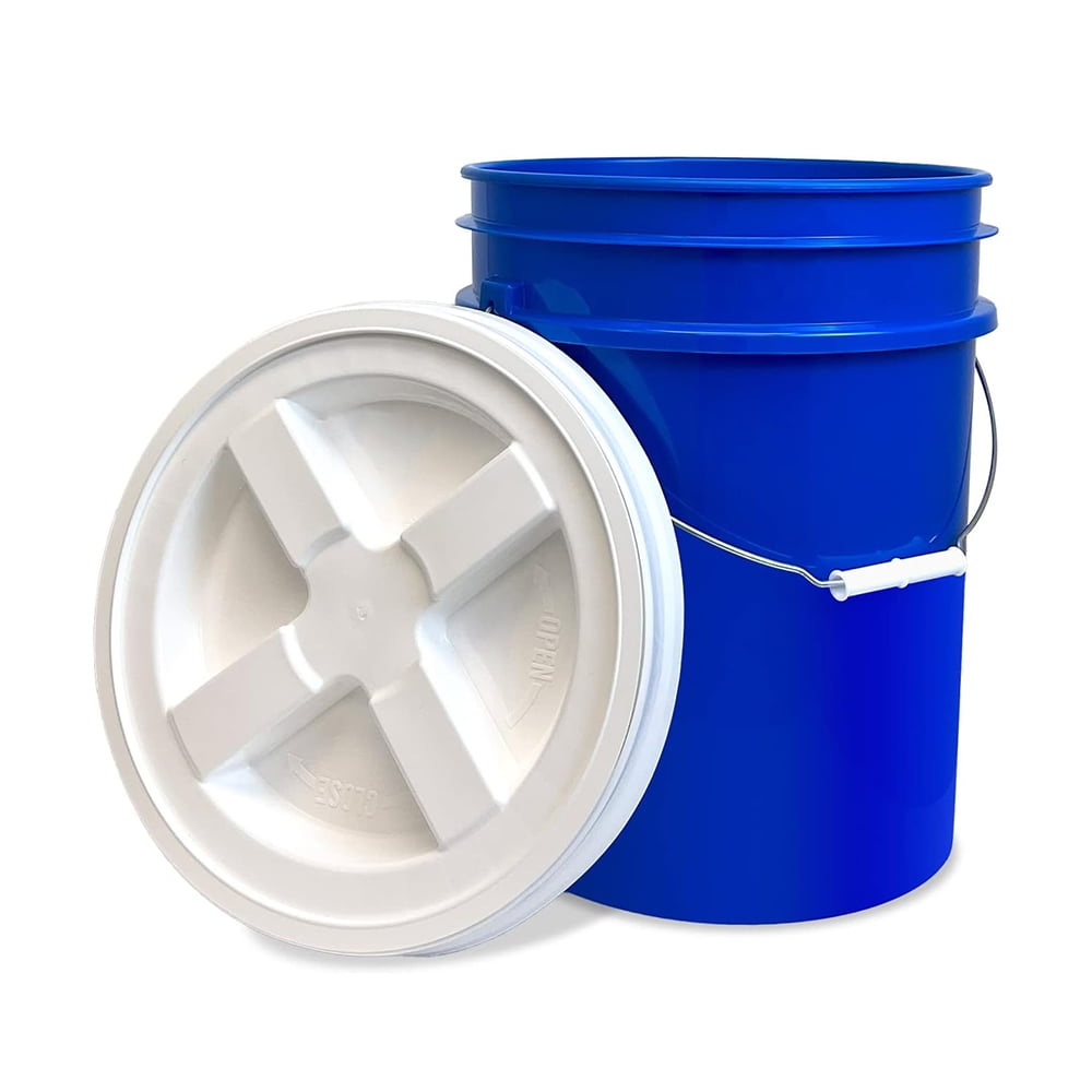 5 Gallon Bucket with Seal Screw on Airtight Lid, Premium Plastic, Sturdy 90 All Purpose Pail, 6 ...