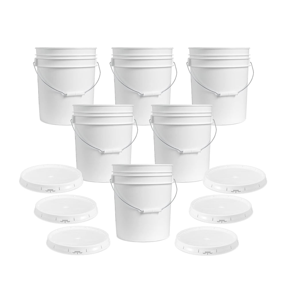 5 Gallon Bucket with Seal Screw on Airtight Lid, Premium Plastic, Sturdy 90 All Purpose Pail ...