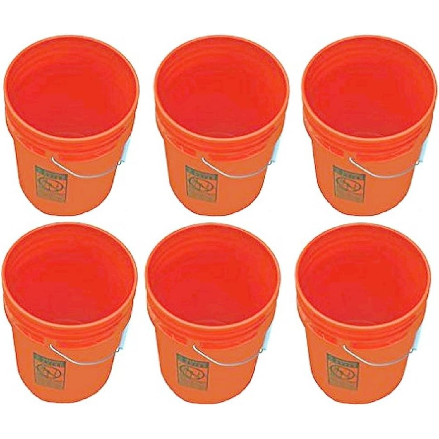 5 Gallon Buckets Six (6) Pack | Plastic | Orange - Walmart.com